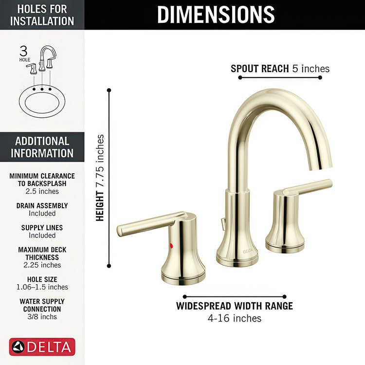 Lavatory Faucet Trinsic Widespread 4 to 16 Inch Spread 2 Lever ADA Wat | Frank Webb Home