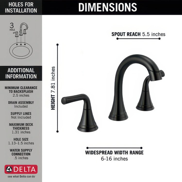 Lavatory Faucet Kayra Widespread 6 to 16 Inch Spread 2 Lever ADA Water ...