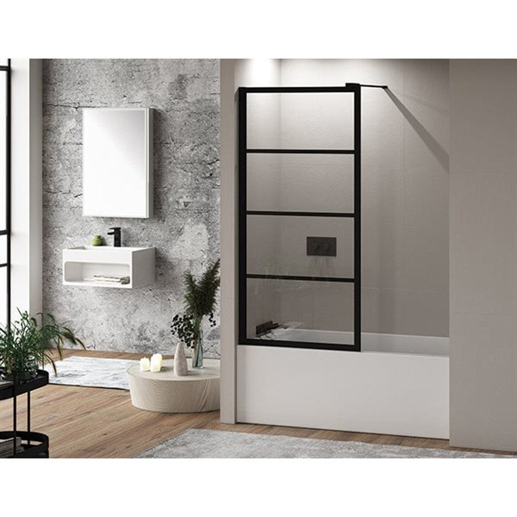 Tub Shield Latitude Fixed Panels 32 x 66 Inch Matte Black Tempered Gla ...