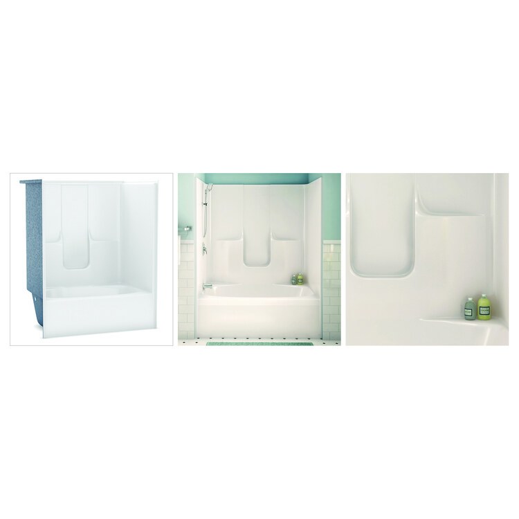Tub and Shower Module 60 x 40-1/2 x 73-1/2 Inch AcrylX Left Drain Whit ...